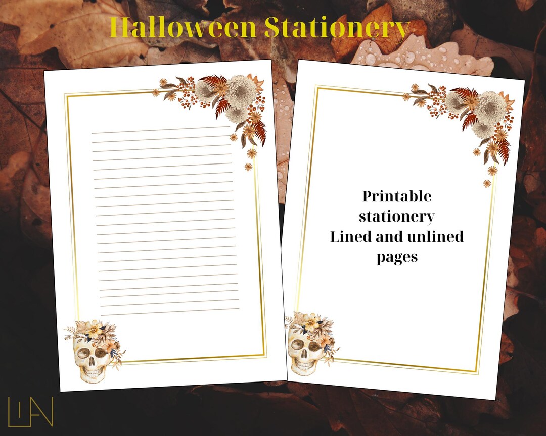 Halloween Stationery, Printable Writing Paper, Skull - Etsy