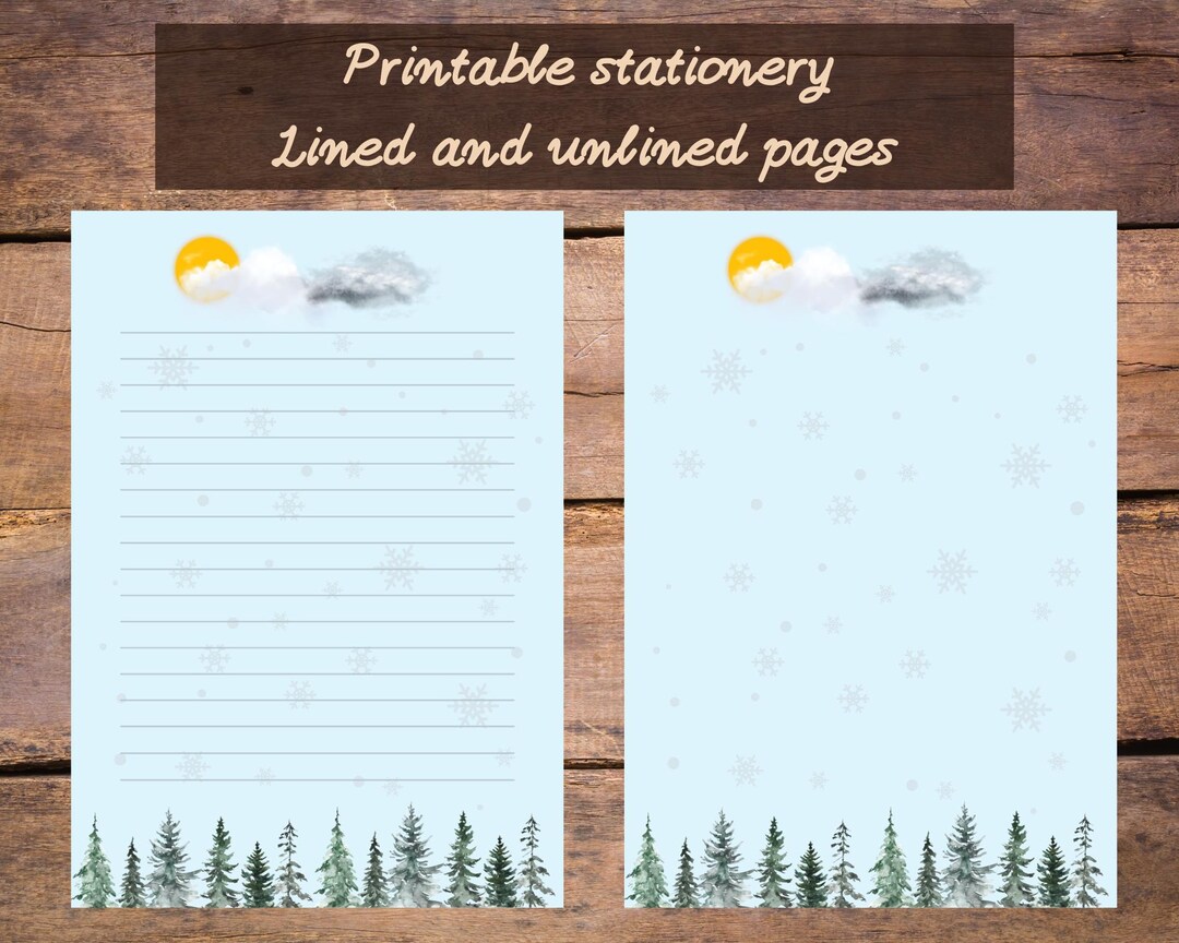 Printable Stationery, Writing Paper, Winter, Snowing - Etsy