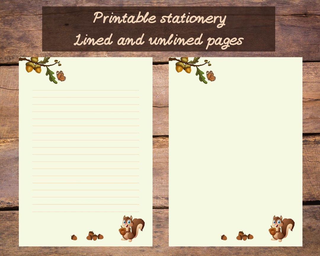 Printable Stationery, Kids Writing Paper, Squirrel - Etsy