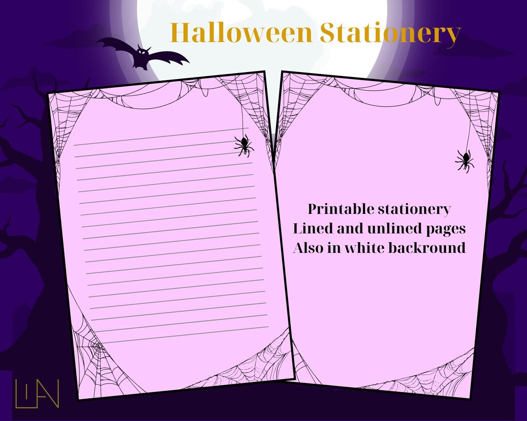 Halloween Stationery, Printable Writing Paper, Spider - Etsy