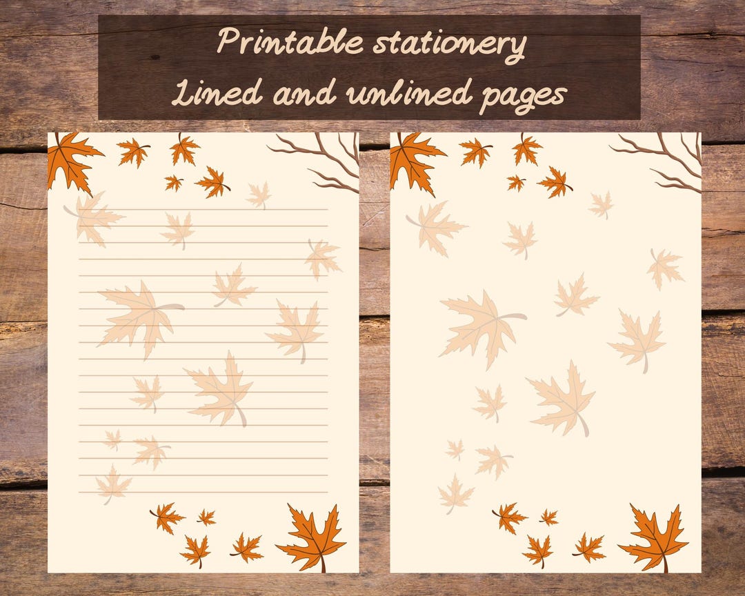 Printable Stationery, Writing Paper, Autumn Leaves - Etsy