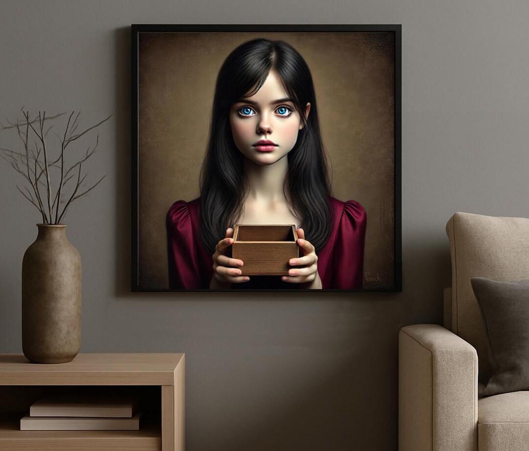 Pandora Wall Art Print – Surreal Portrait Art, Dark Feminine Artwork ...