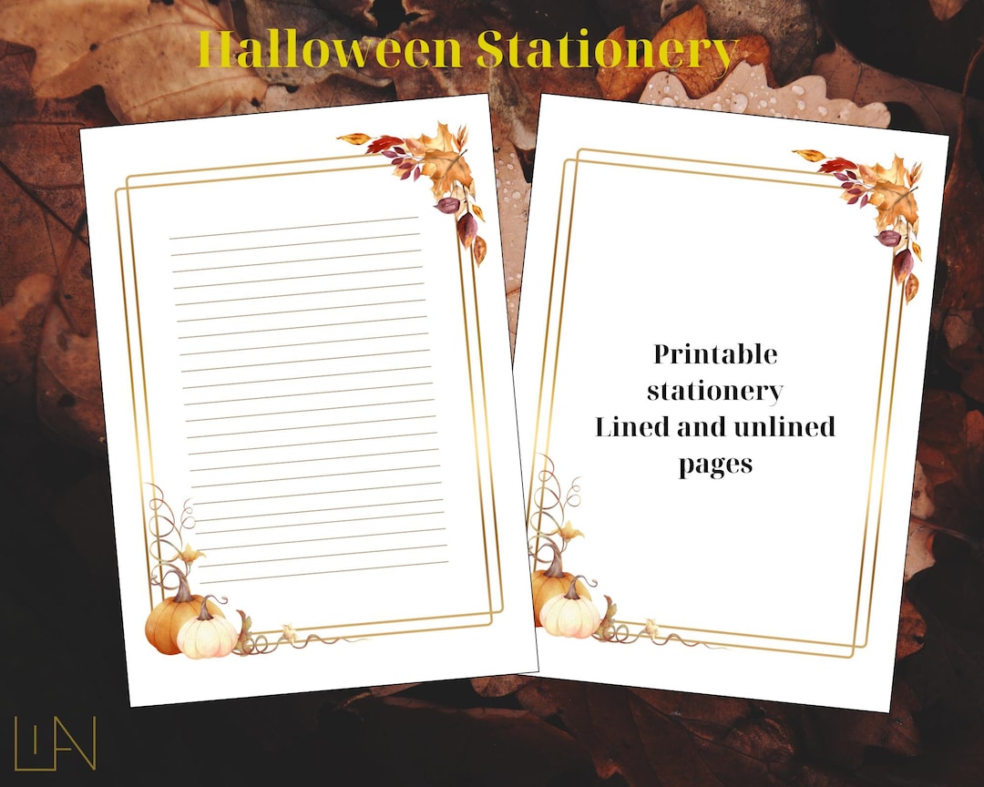 Halloween Stationery, Printable Writing Paper, Pumpkins & Leaves - Etsy