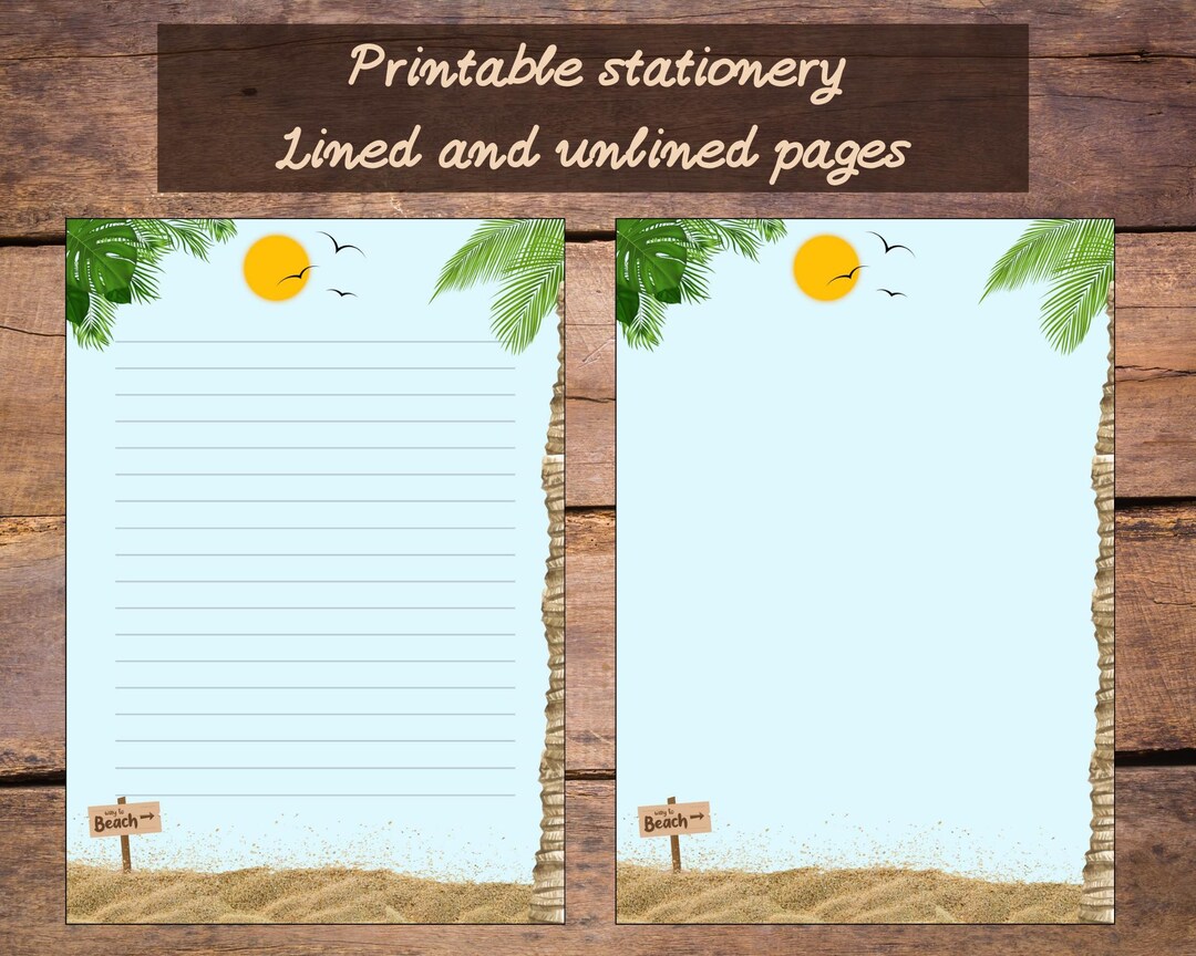 Printable Stationery, Writing Paper, Summer, Way to Beach - Etsy