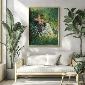 Flowers of Forgiveness Jesus Wall Art, Christian Home Decor, Oil Paint ...
