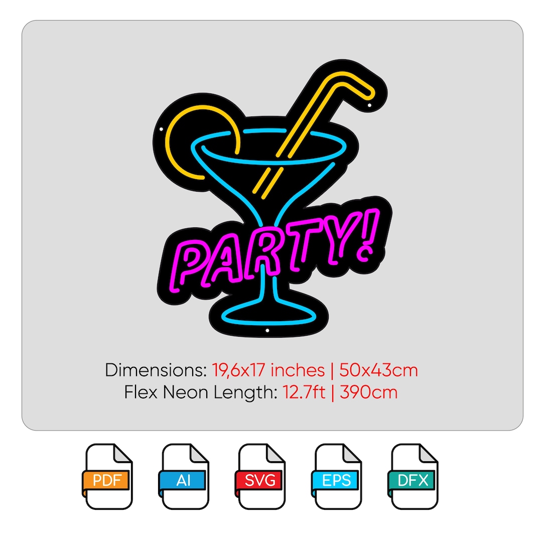 DIY Party LED Neon Sign, SVG to Make Your Own Neon Sign, Template ...
