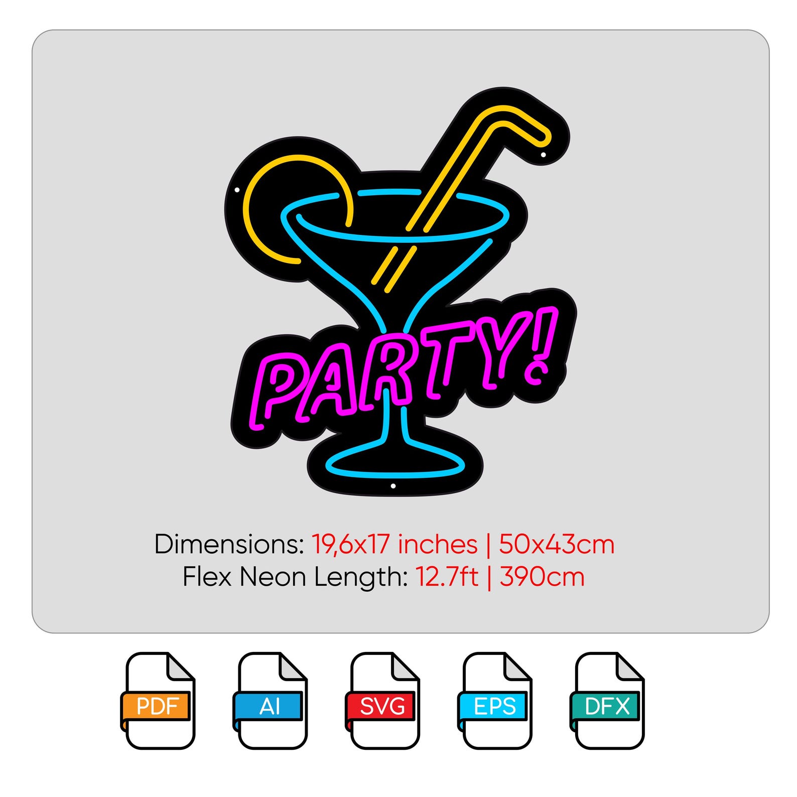 DIY Party LED Neon Sign, SVG to Make Your Own Neon Sign, Template ...