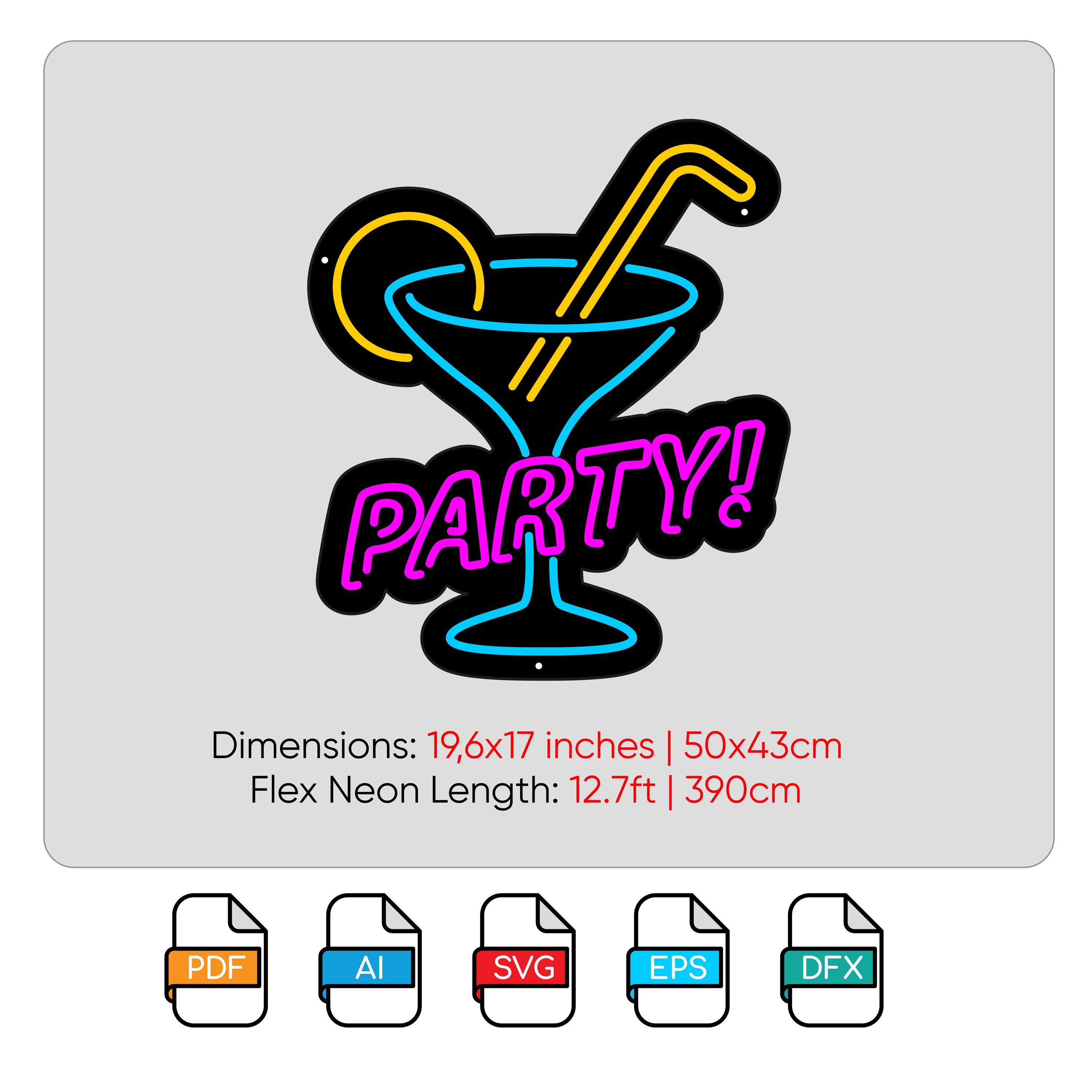 DIY Party LED Neon Sign, SVG to Make Your Own Neon Sign, Template ...