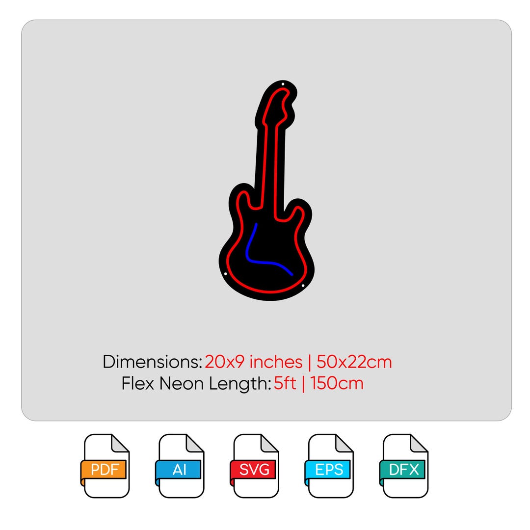 DIY Guitar LED Neon Sign, SVG to Make Your Own Neon Sign, Template ...