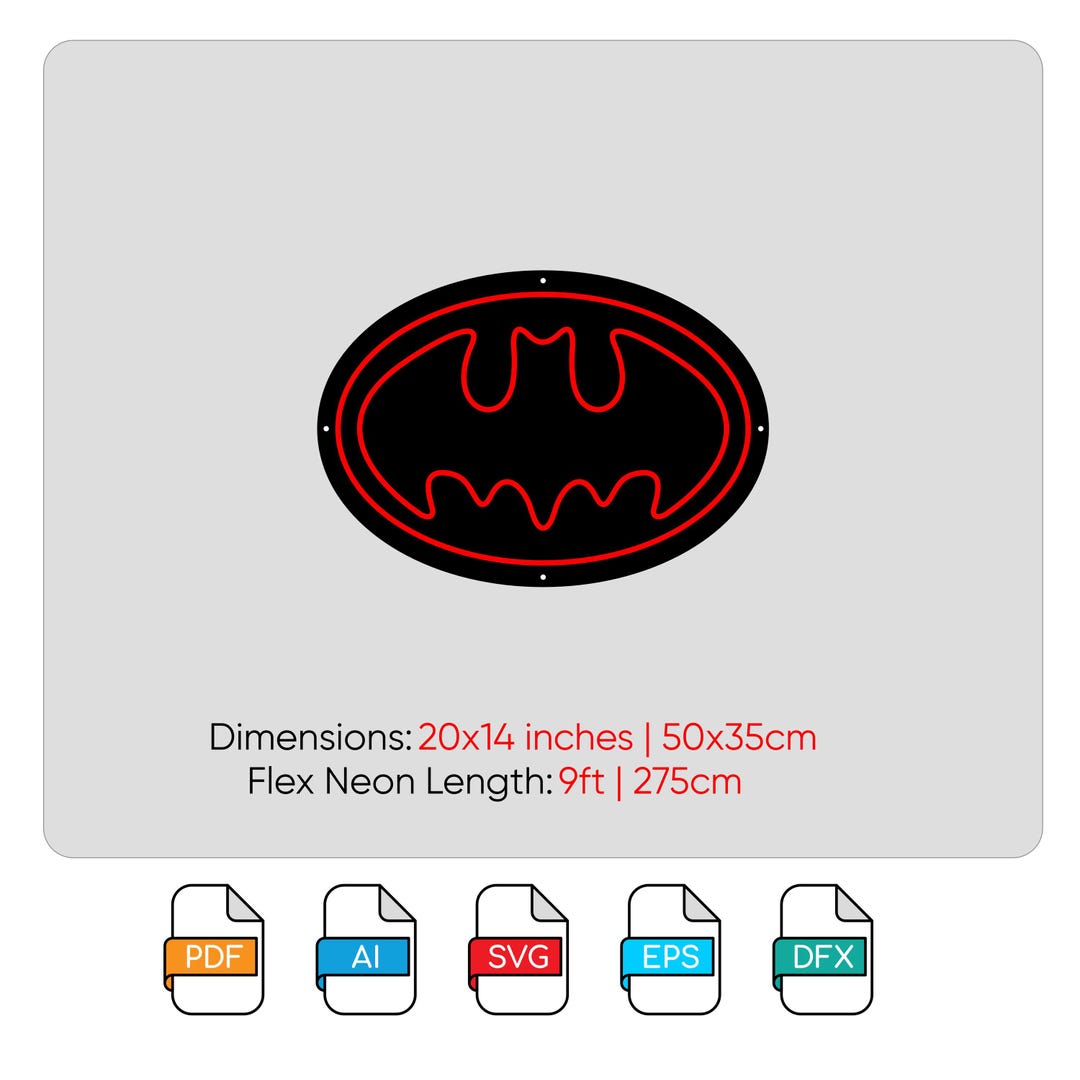 DIY Bat Logo LED Neon Sign, SVG to Make Your Own Neon Sign, Template ...