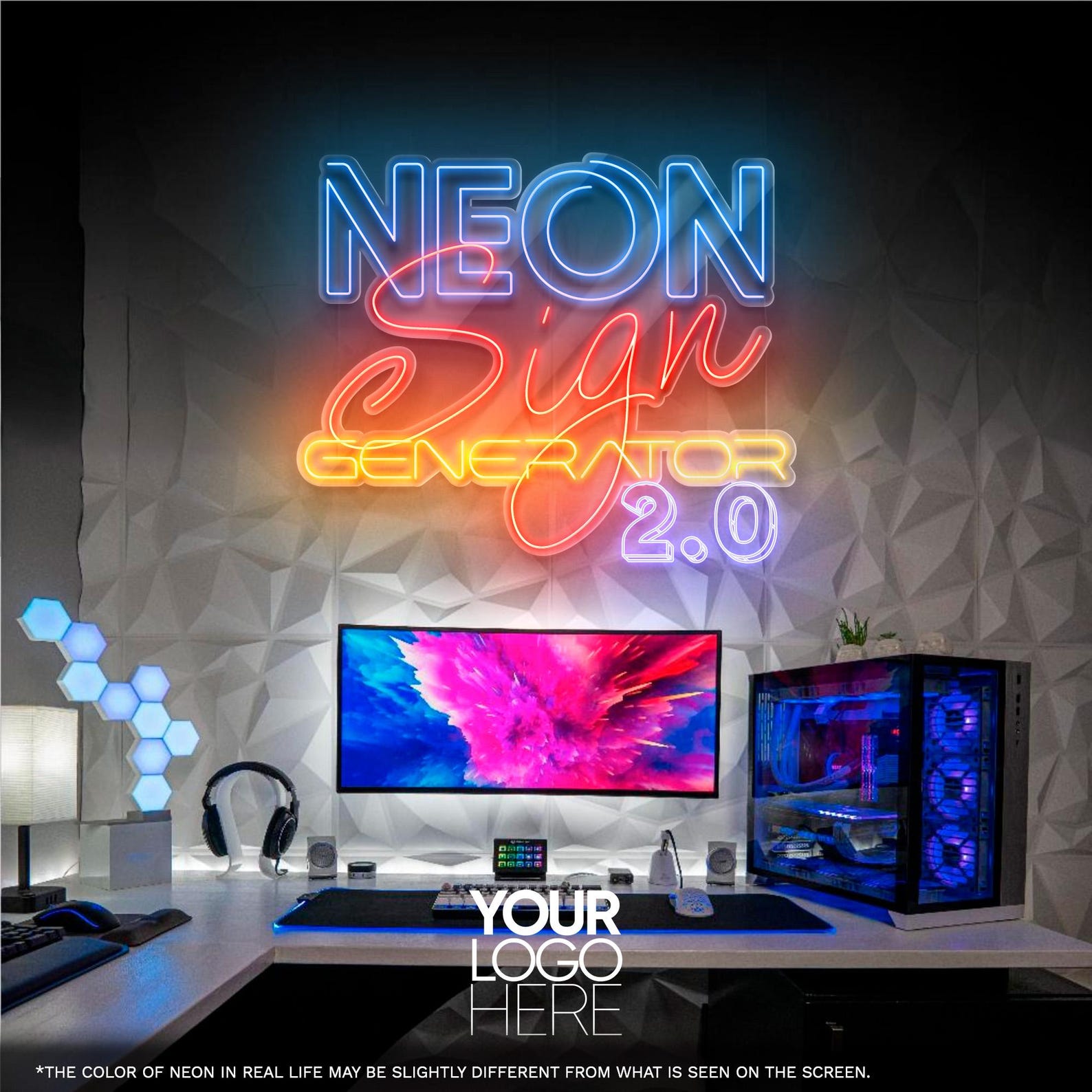 Neon Sign Generator 2.0 - Editable Photoshop Template With Plugin for ...