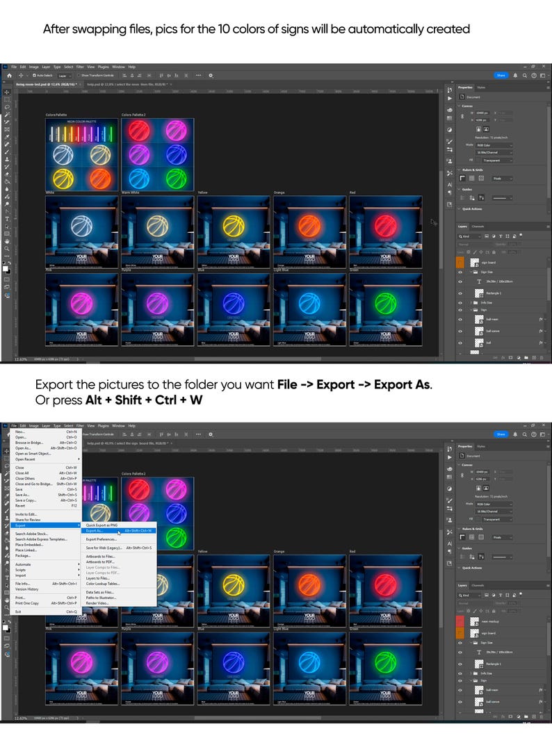 Neon Sign Generator - Editable Photoshop Template for Generating 10 ...