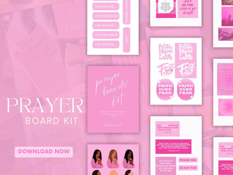 Pink Prayer Board Kit 2025, Printable Girls Prayer Board, Prayer ...