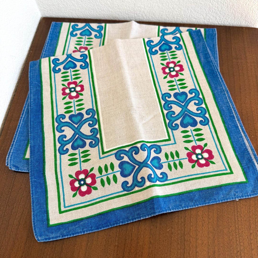Vintage 1970s Hill Swedish Table Runners Set of Two - Vintage Linen ...