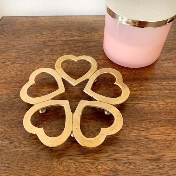 Vintage Brass Gold Hearts and Star Trivet Candle Trivet | Etsy