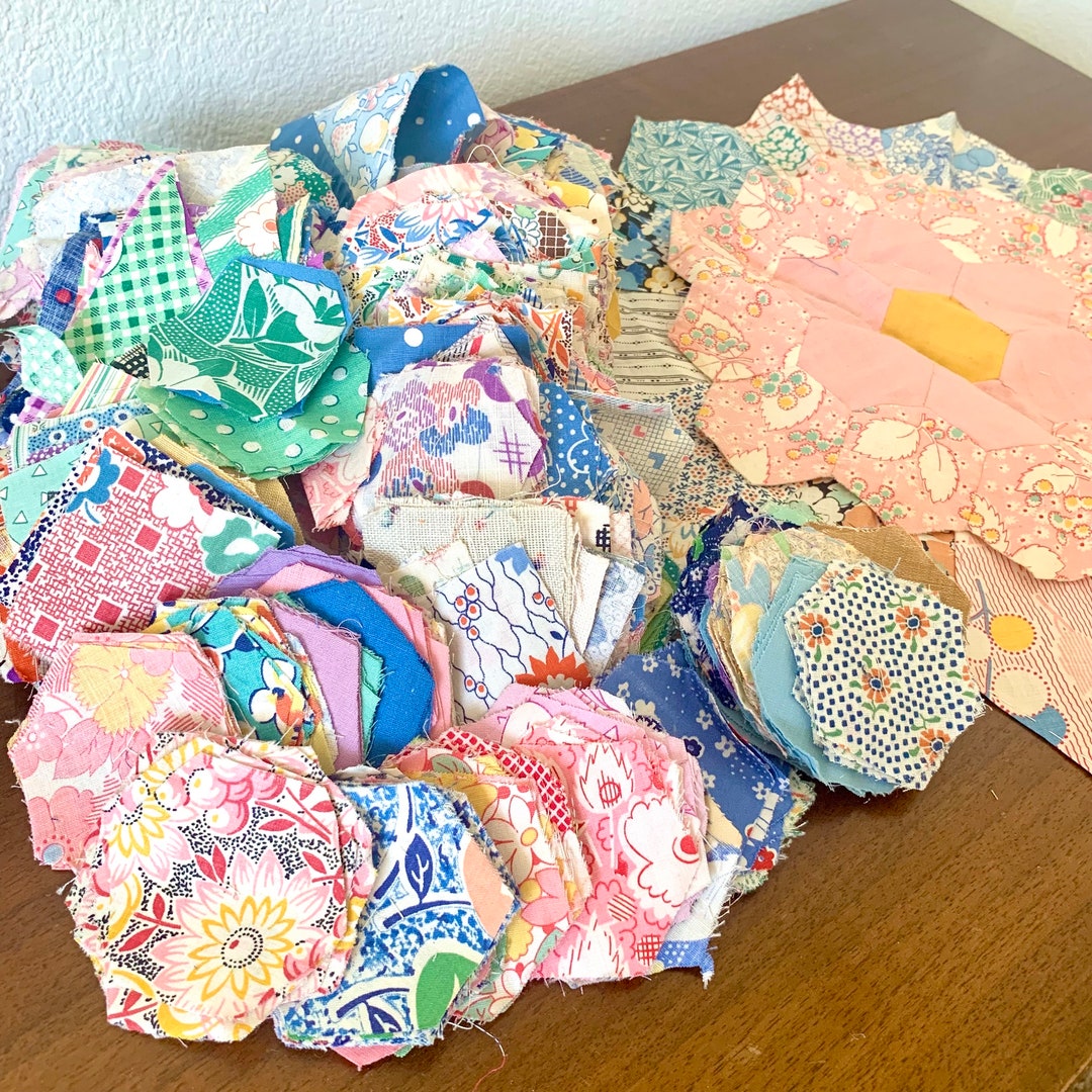 ONE POUND of Vintage Quilt Pieces - Vintage Calico Fabric Quilt Pieces ...