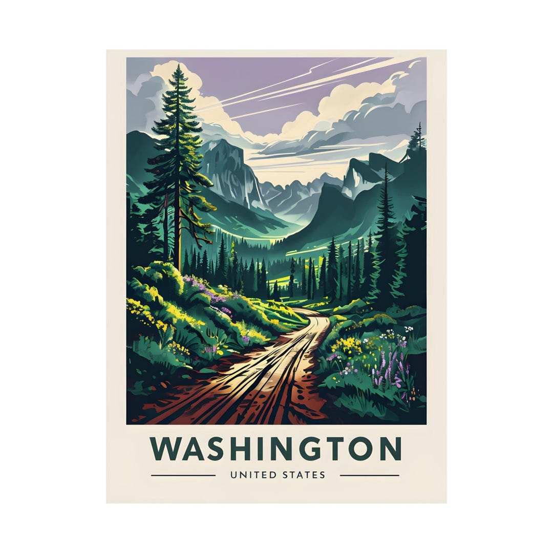 Washington Landscape Poster: Tranquil State Art Travel Print - Etsy