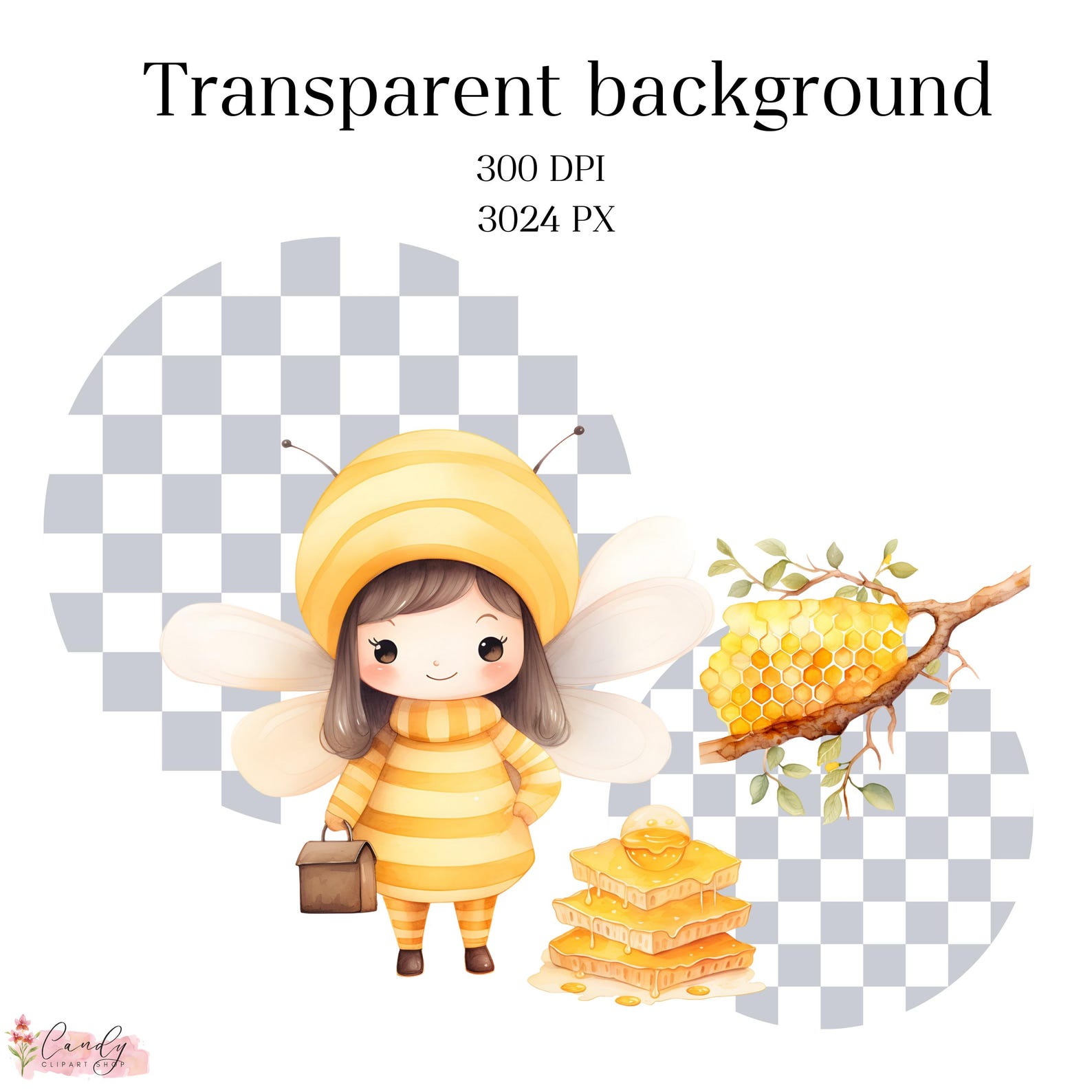 Cute Bee Watercolor Clipart,watercolor Bees and Honey Clipart,baby ...