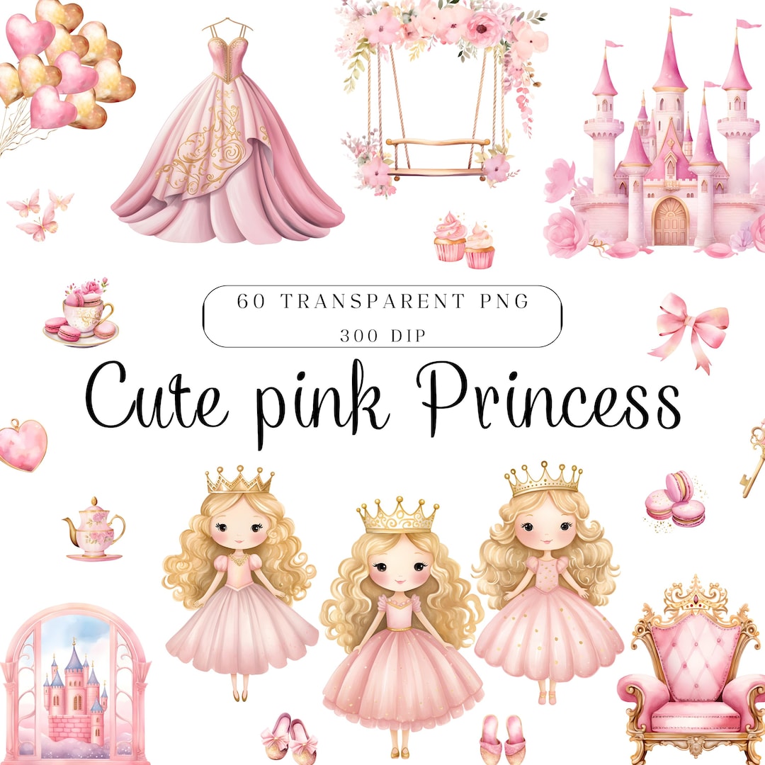 Blonde Girl Clipart,fairytale Princess,blonde Hair Princess,cute Pink ...