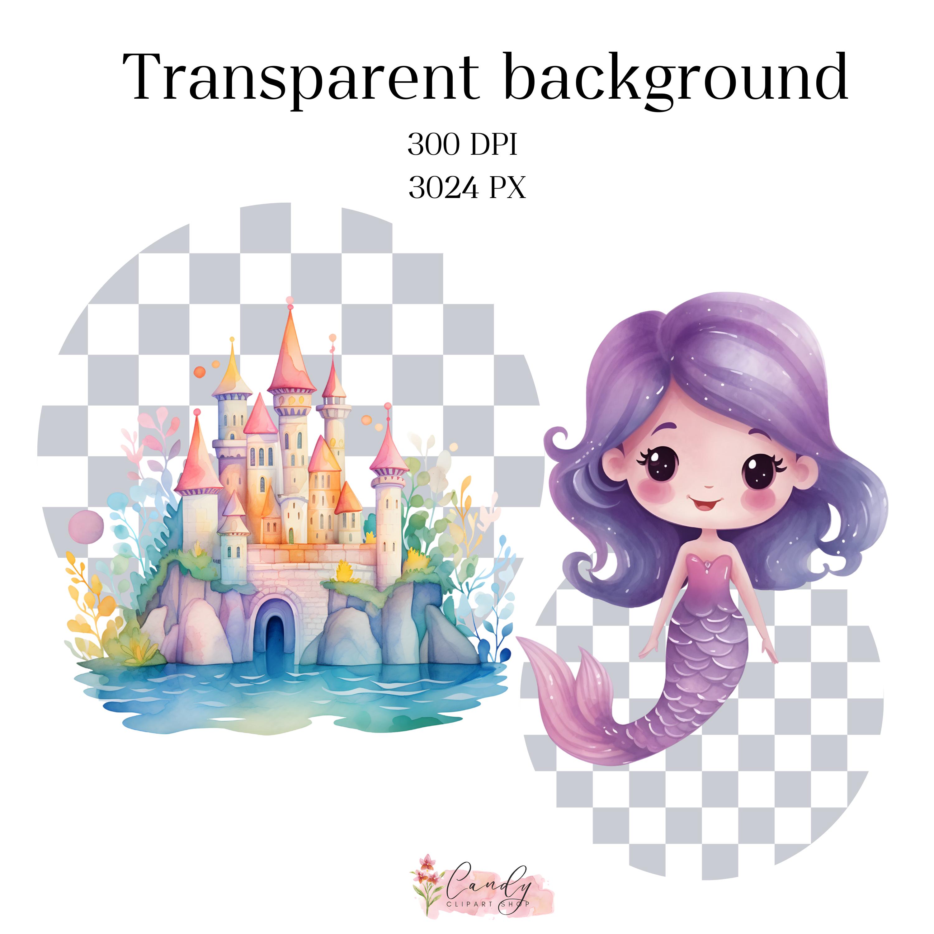 Cute Mermaid Clipart, Under the Sea Clipart, Coral Reef, Cute Baby Sea ...