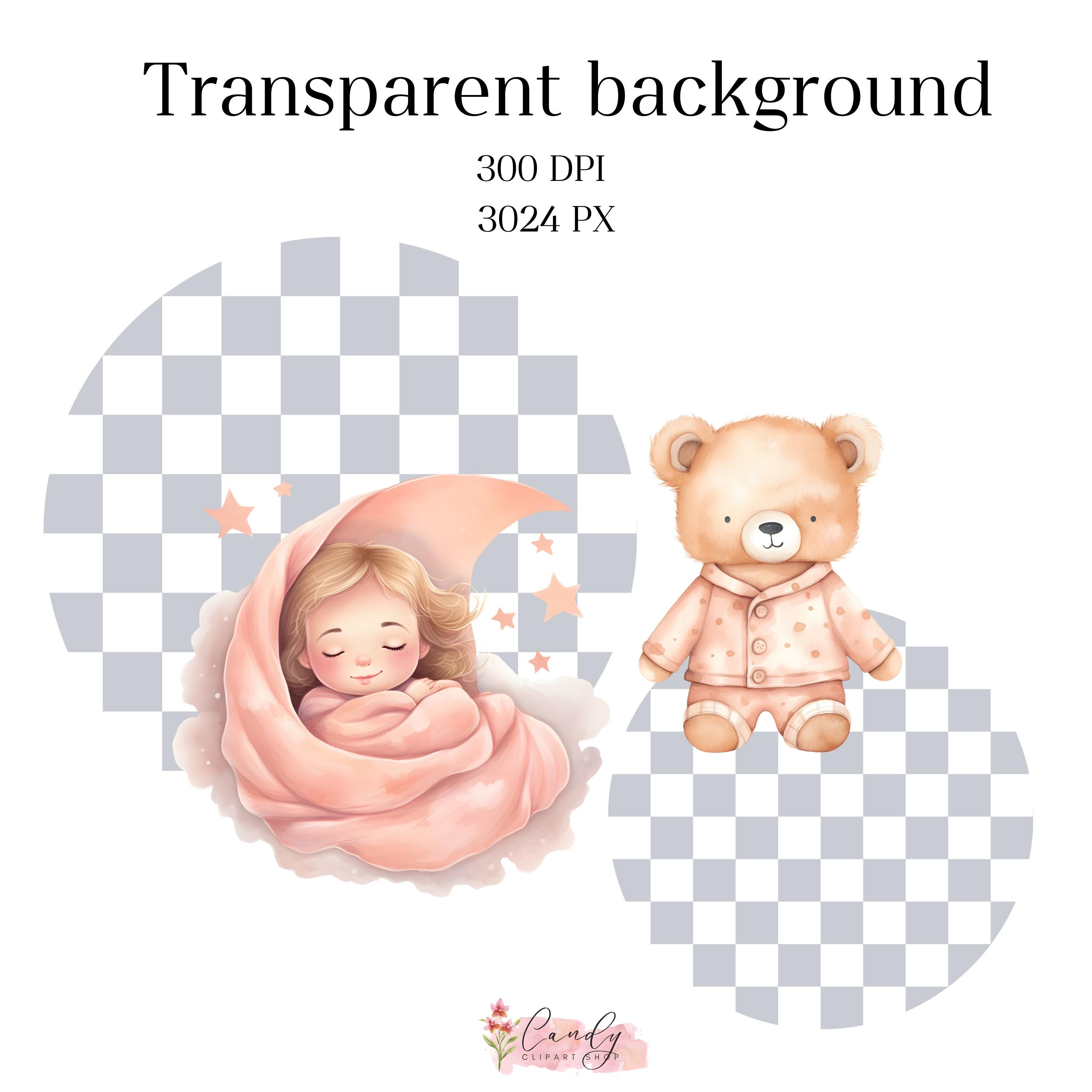 Watercolor Sleeping Baby Clipart, Teddy Clipart,sleep Newborn Babies ...
