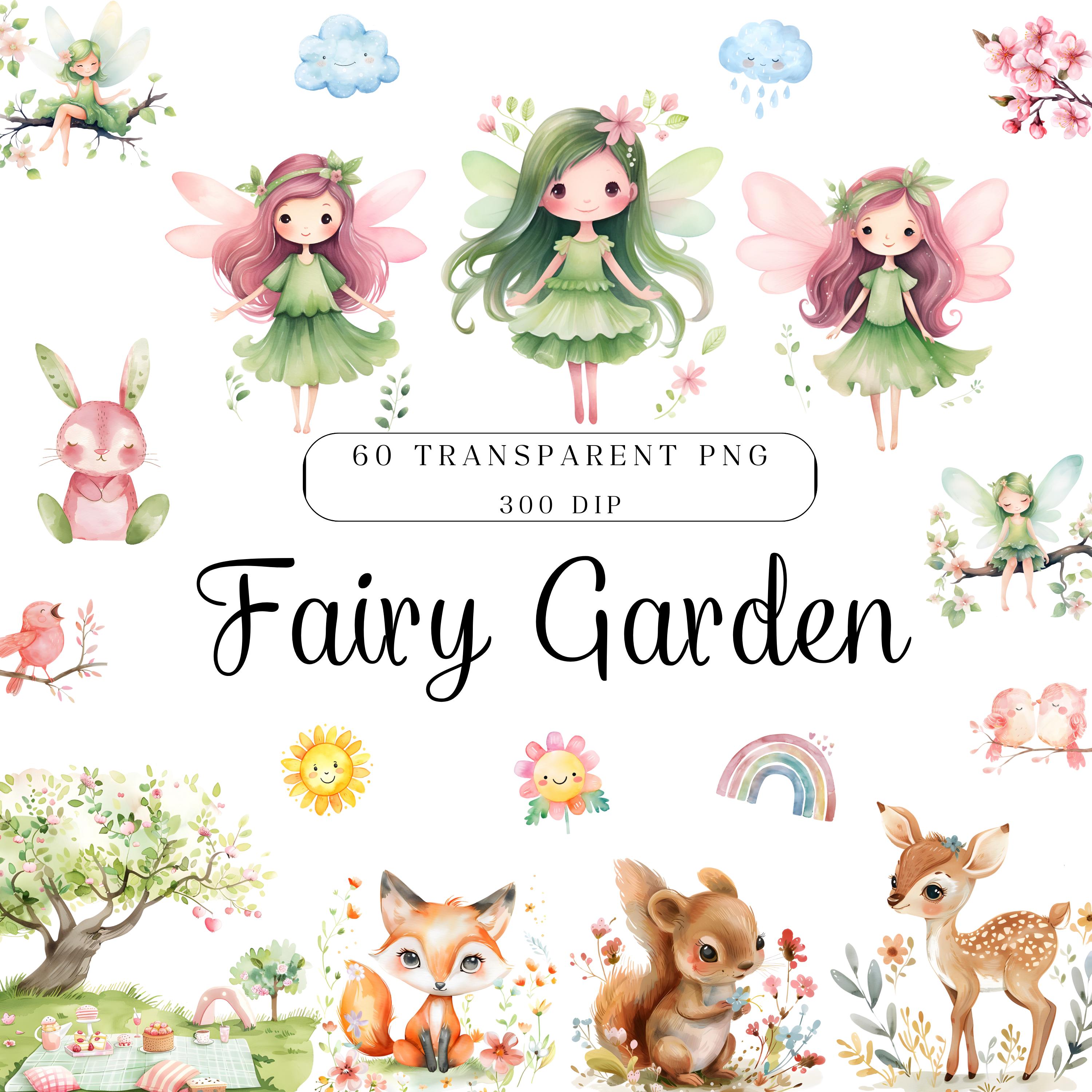 Watercolor Fairy Clipart,watercolor Woodland Baby Animals,fairy Garden ...
