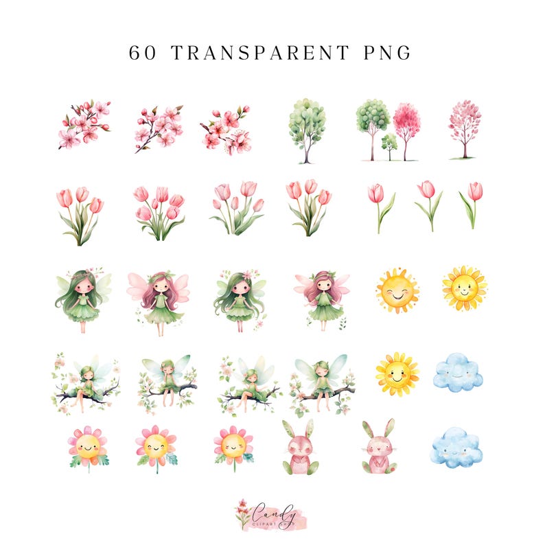 Watercolor Fairy Clipart,watercolor Woodland Baby Animals,fairy Garden ...