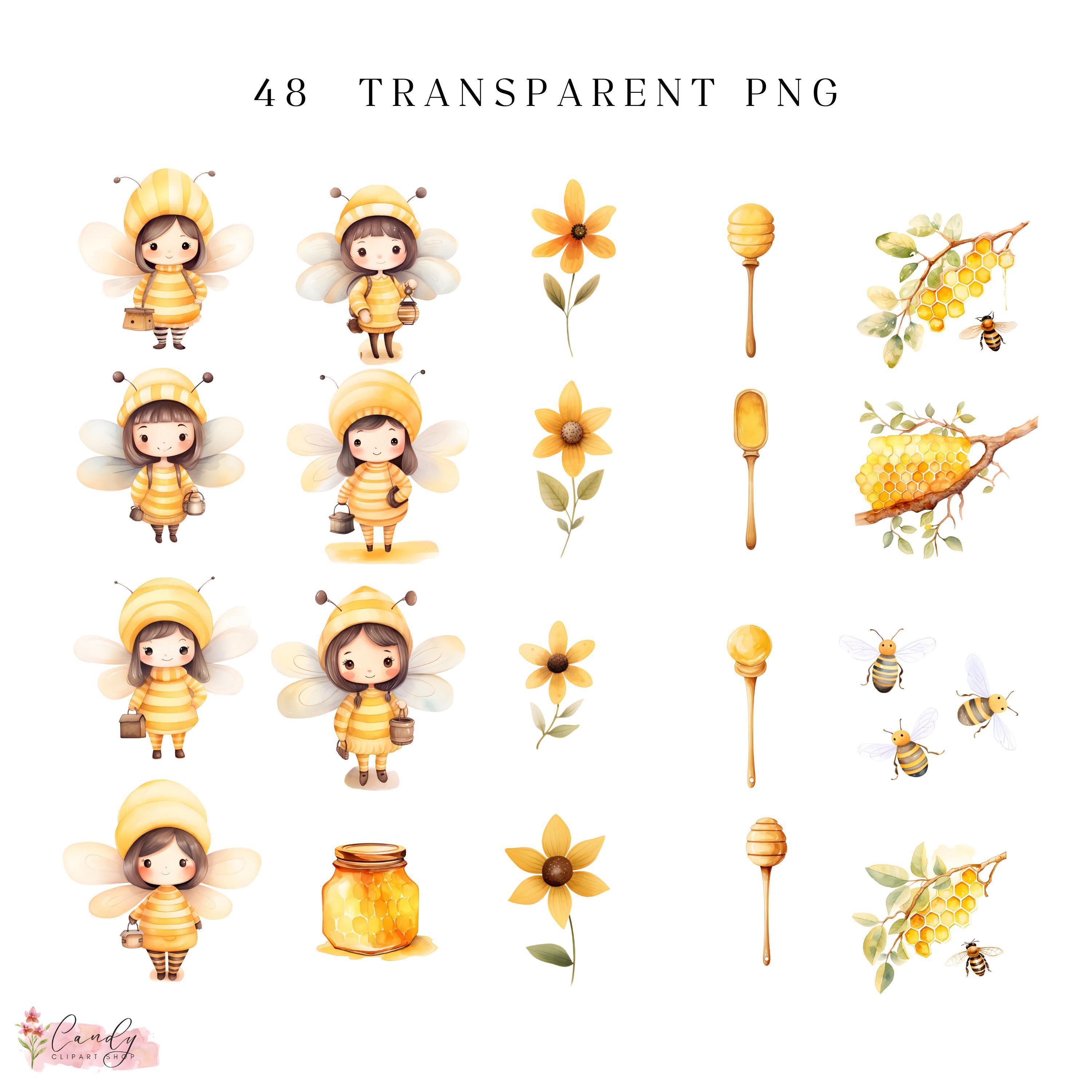 Cute Bee Watercolor Clipart,watercolor Bees and Honey Clipart,baby ...