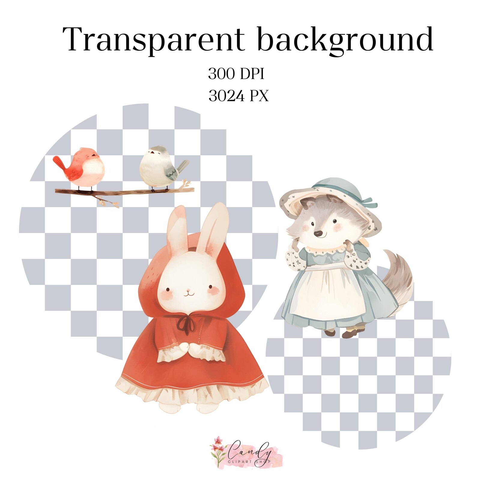 Little Red Riding Hood Watercolor Clipart Pack Commercial Use, Fairy ...