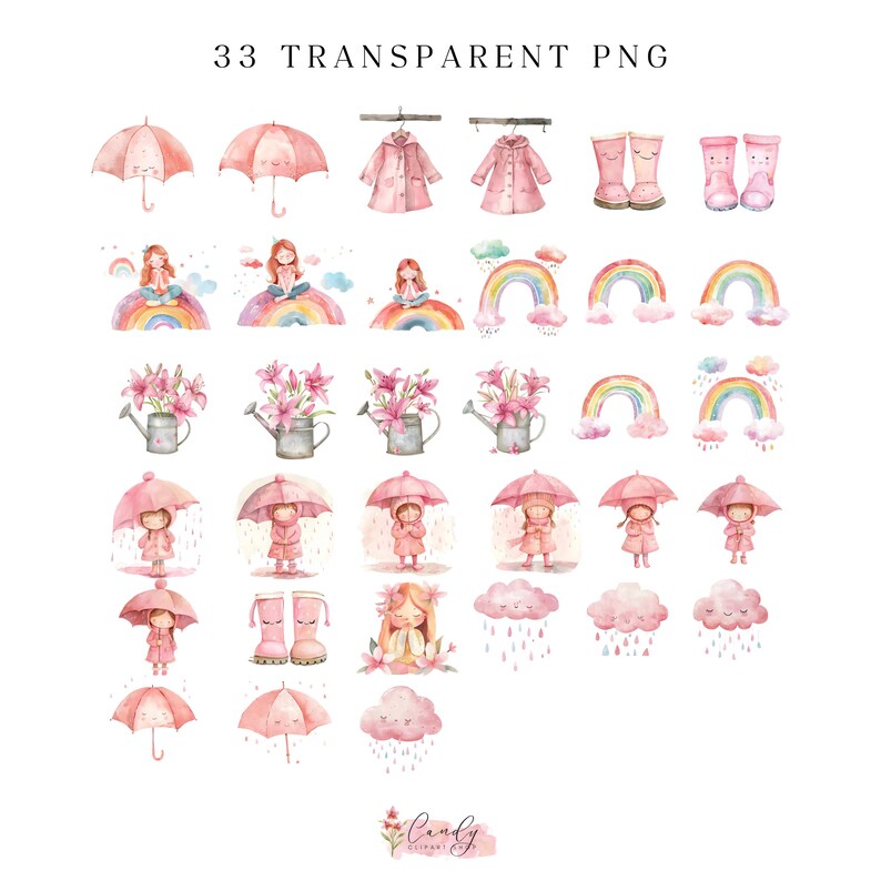 Watercolor Cute Girls in Rainy Day,rainy Day Clipart, Umbrella,rain ...