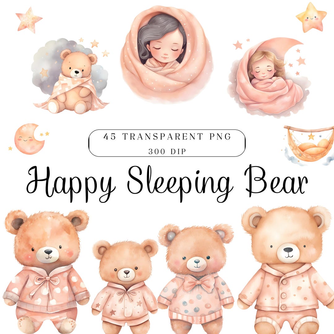 Watercolor Sleeping Baby Clipart, Teddy Clipart,sleep Newborn Babies ...