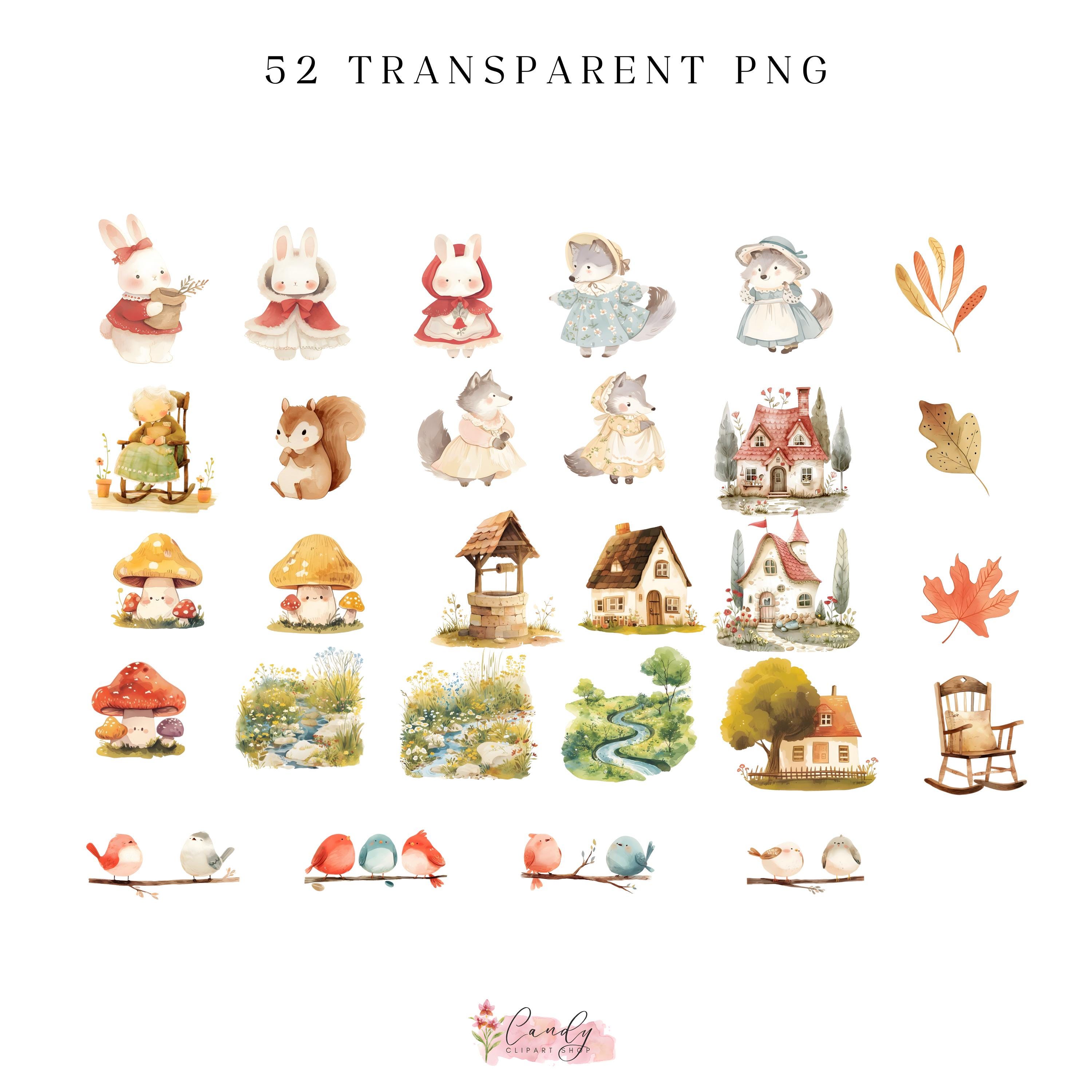 Little Red Riding Hood Watercolor Clipart Pack Commercial Use, Fairy ...