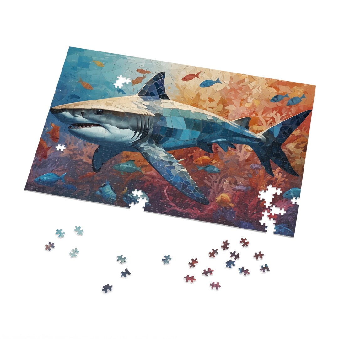 Mosaic Ocean Marvel: Underwater Predator, Shark Puzzle 500,1000-piece ...