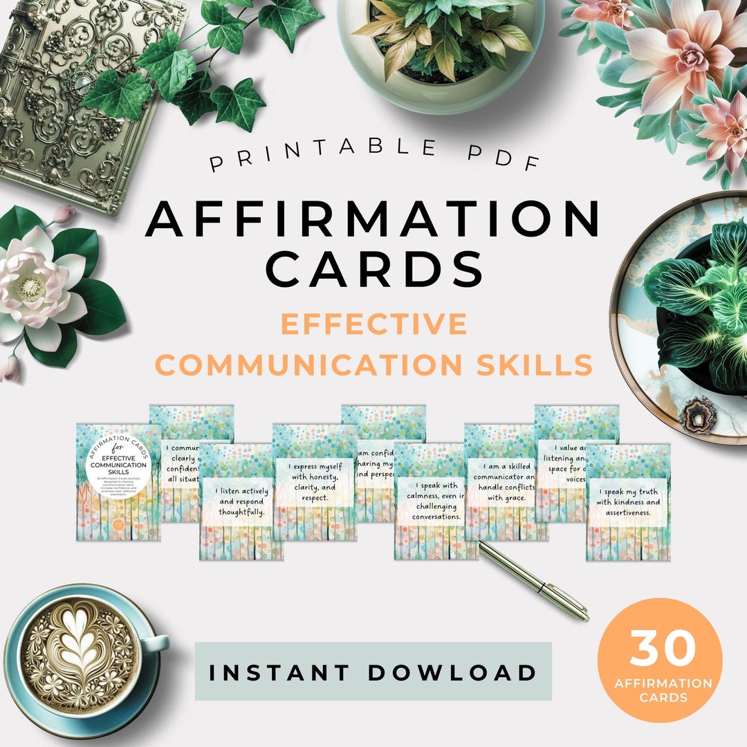 Effective Communication Skills Affirmation Cards. Confidence. Self ...