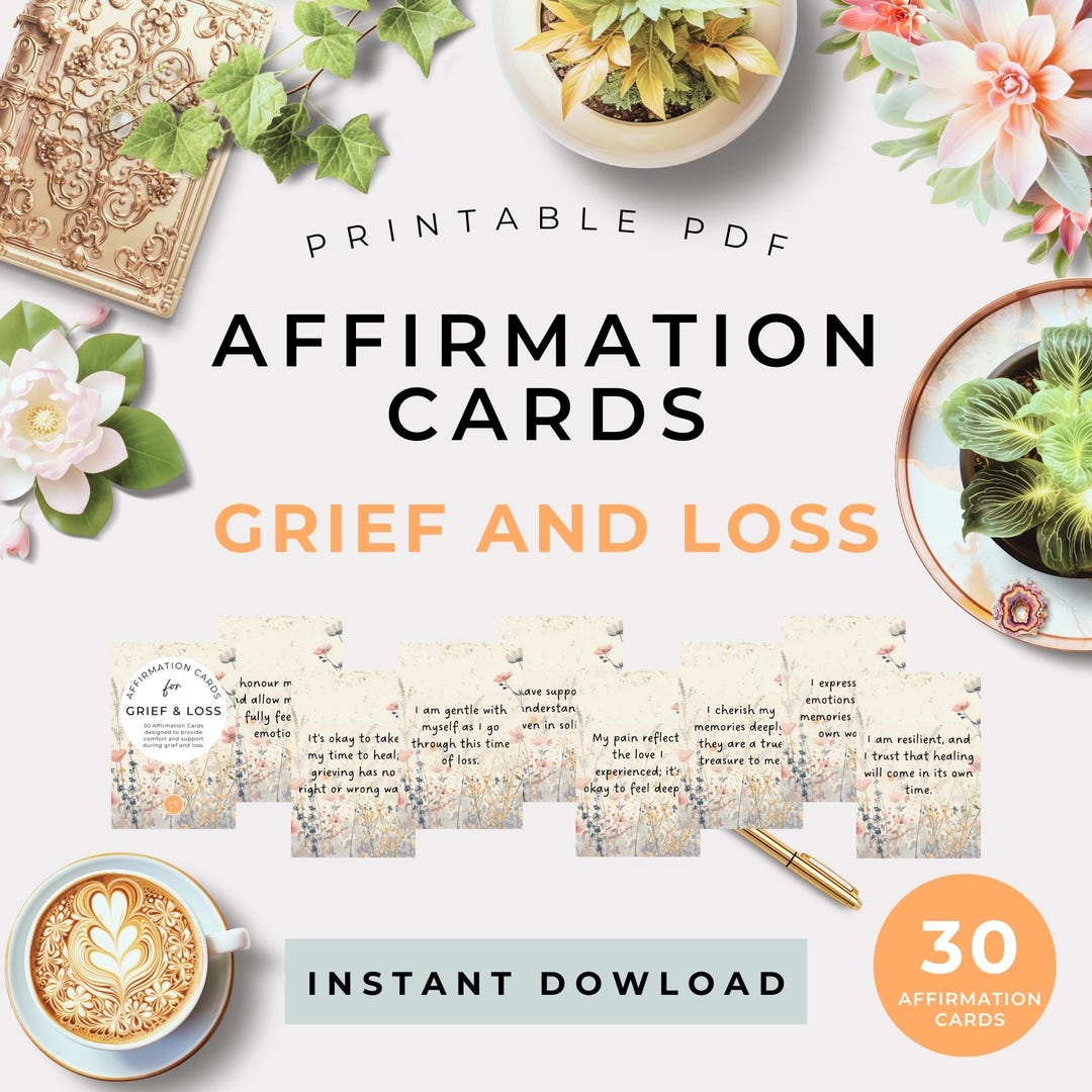Grief & Loss Affirmation Cards: Self-compassion (printable PDF) - Etsy