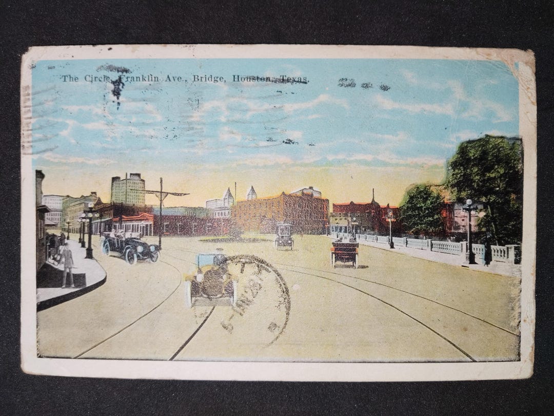 Открытка США. the Circle Franklin Avenue, Bridge, Houston, Texas.1925 ...