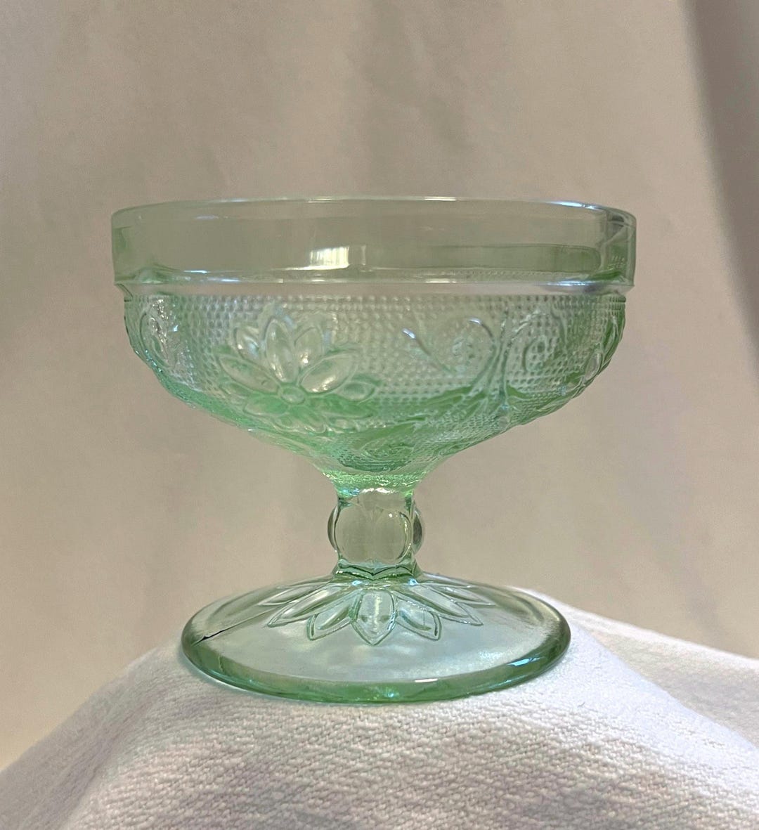 60's Tiara Green Chantilly Sandwich Glass Dessert Cup/fairy Light Base ...