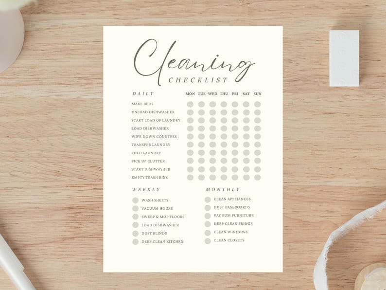 Editable Weekly Cleaning Checklist | Cleaning Schedule Printable Canva ...