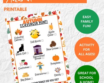 Fall Scavenger Hunt digital Download Activities for Families and Kids ...