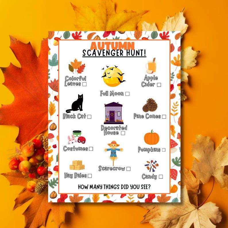 Autumn Scavenger Hunt Printable | Fun Fall Activities for Kids - Etsy