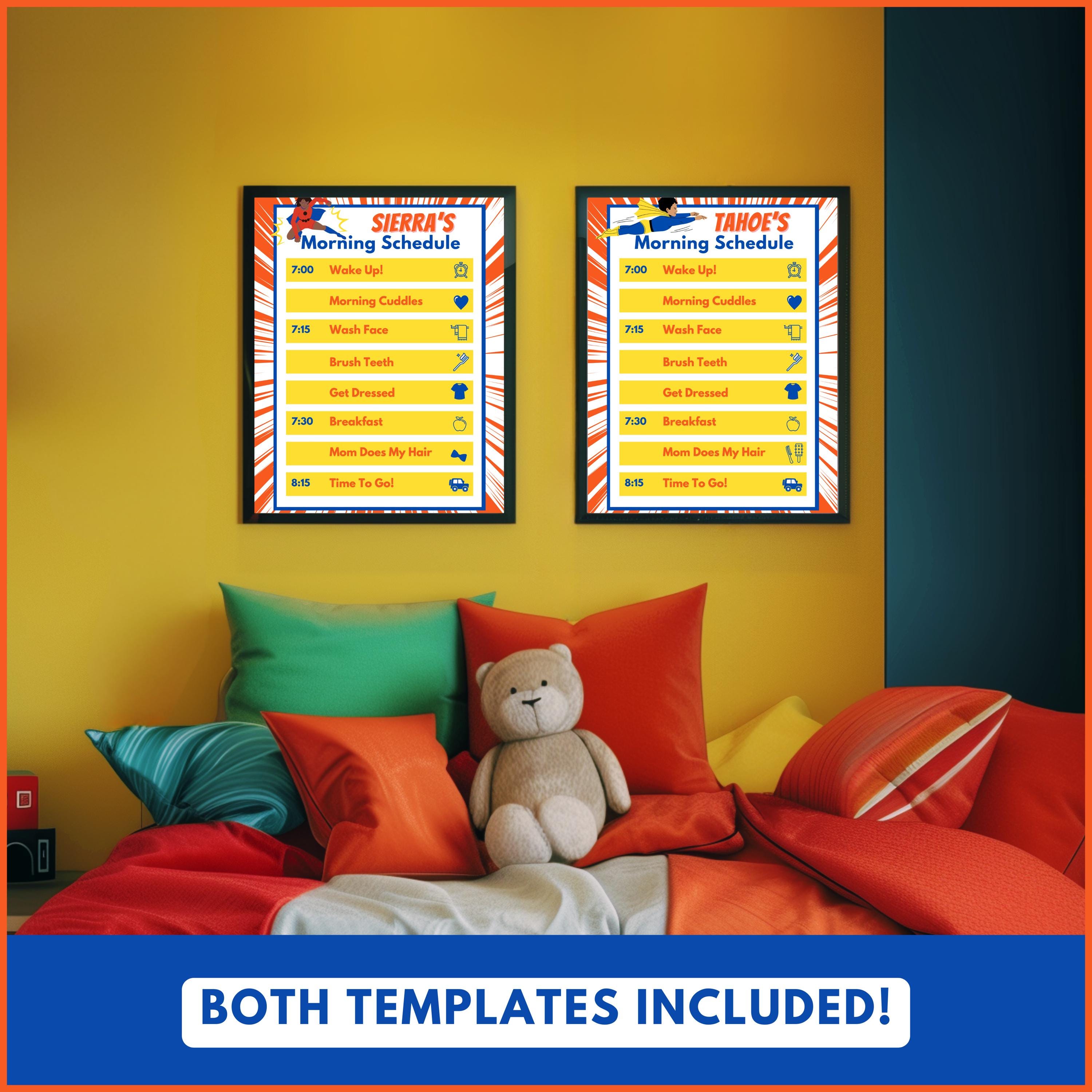 Superhero Morning Schedule - CANVA TEMPLATE - Etsy