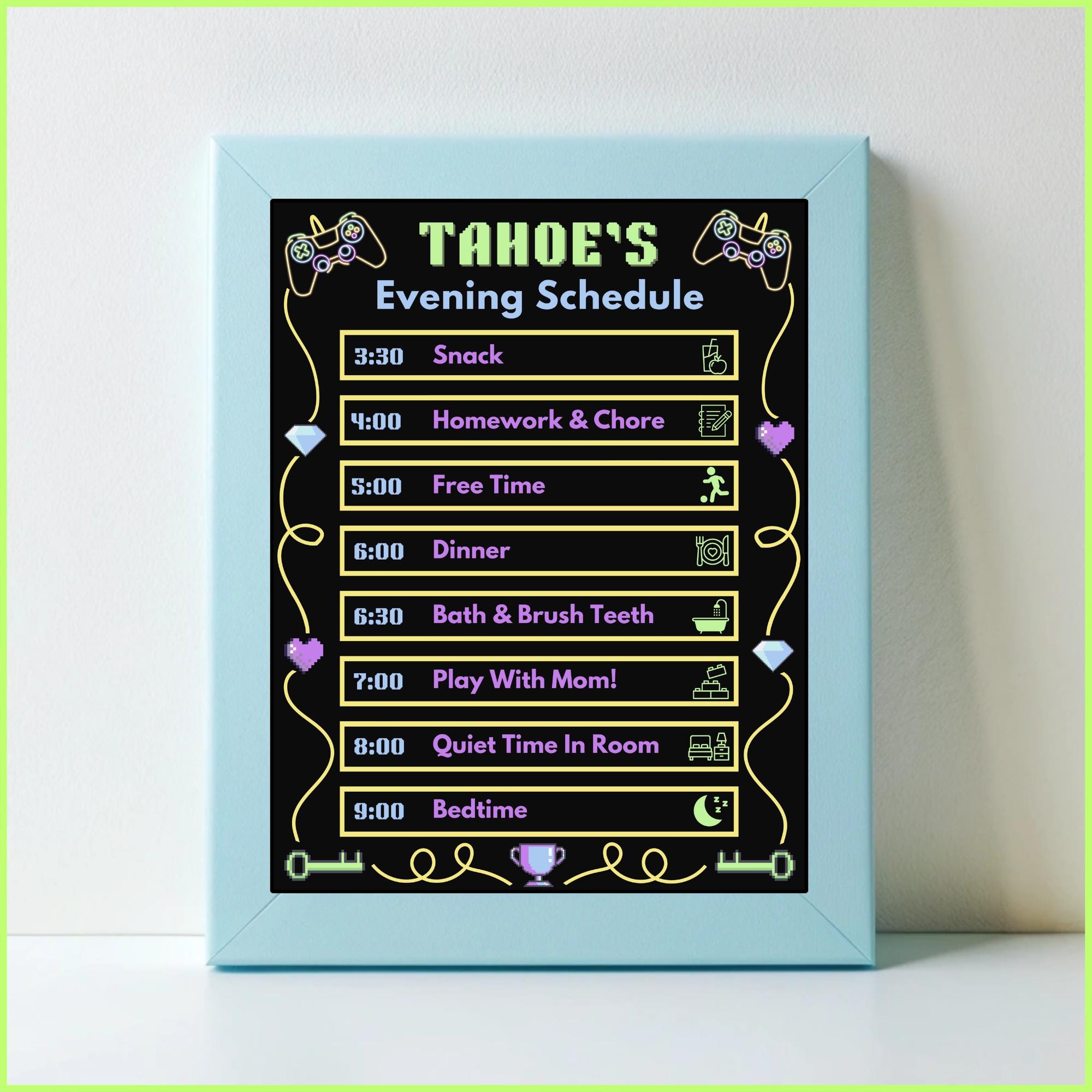 Gamer Evening Schedule - Video Game Evening Schedule - CANVA TEMPLATE ...