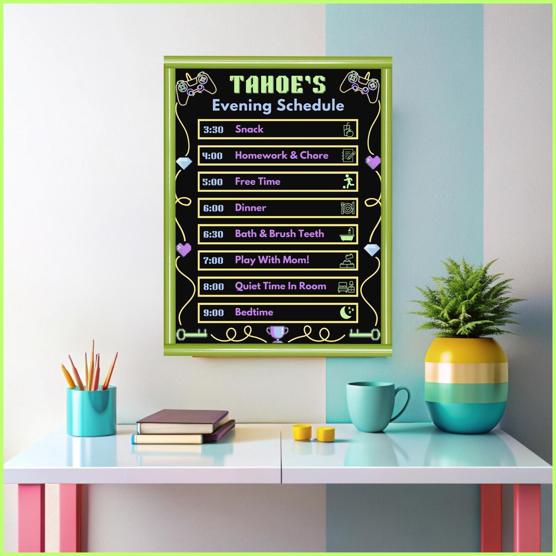 Gamer Evening Schedule - Video Game Evening Schedule - CANVA TEMPLATE ...