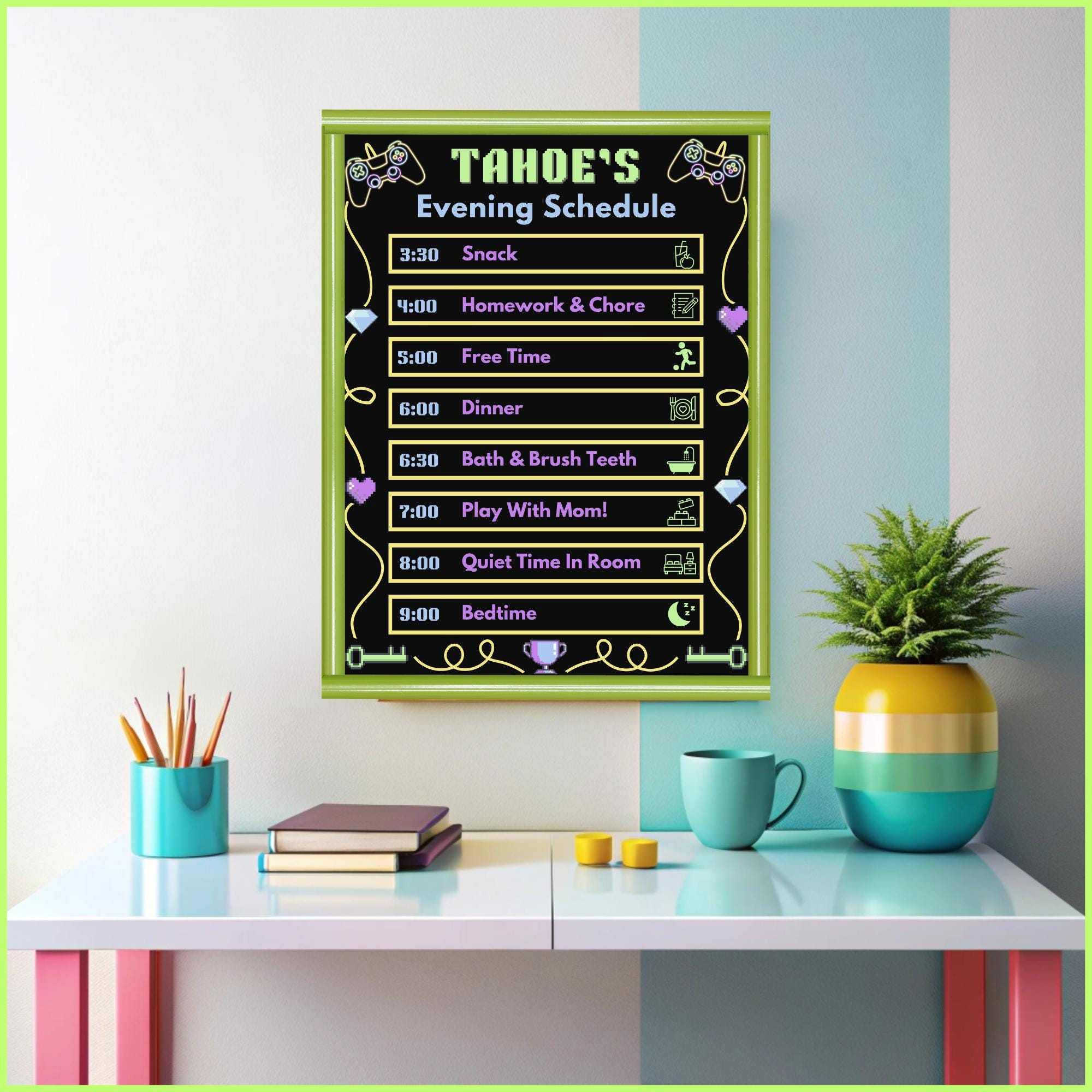 Gamer Evening Schedule - Video Game Evening Schedule - CANVA TEMPLATE ...