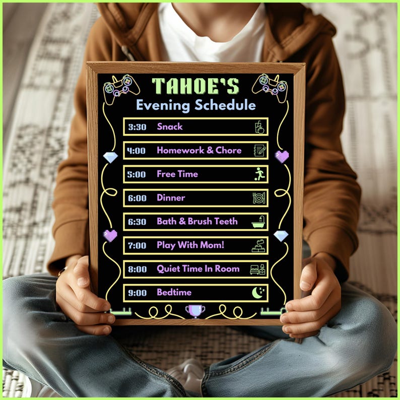 Gamer Evening Schedule - Video Game Evening Schedule - CANVA TEMPLATE ...