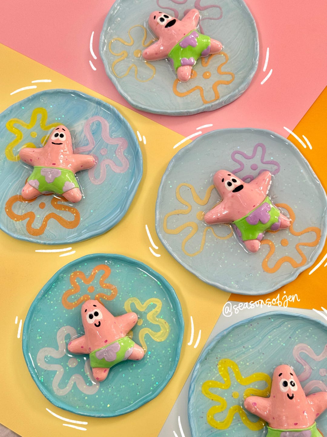 HANDMADE Patrick Star Clay Trinket Plates spongebob Inspired - Etsy