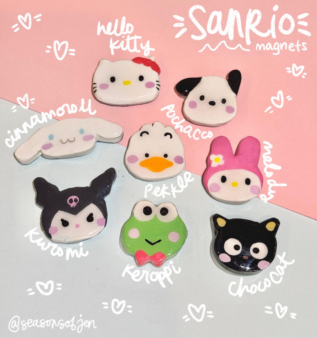 Sanrio Clay Magnets hello Kitty, Cinnamoroll, Kuromi, Keroppi, Pochacco ...