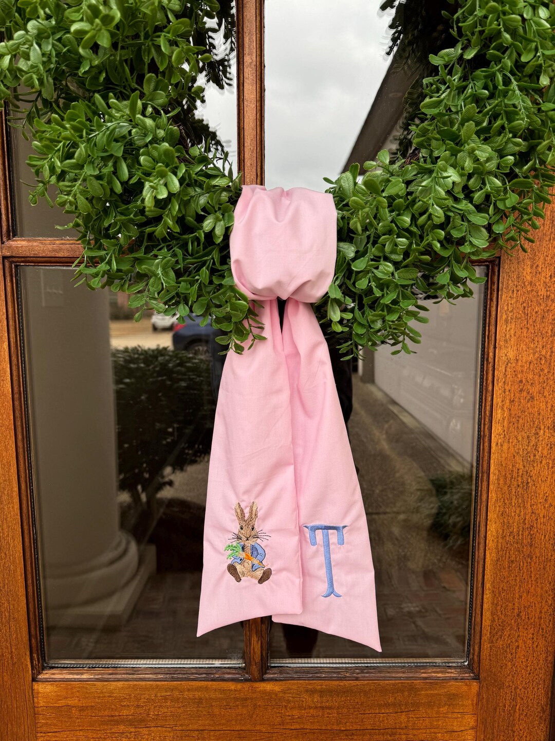 Pink Easter and Spring Wreath Sash With Easter Bunny Rabbit - Etsy