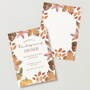 Thanksgiving Dinner Party Invitation, Digital Canva Invitation Template ...