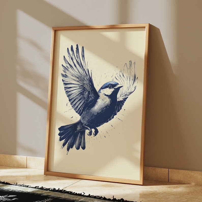 Vintage Inspired Blue Jay Illustration Art Print – Bold, Striking Bird ...